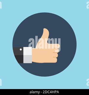 Flat Design Thumbs Up Icon Background . Illustration Stock Photo - Alamy
