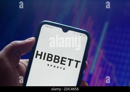 In this photo illustration the Hibbett Sports logo seen displayed on a ...
