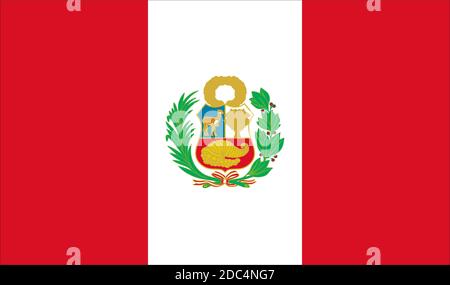 Peru official national flag and coat of arms, south america, vector ...