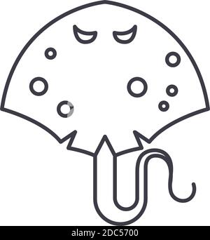stringray icon, black vector sign with editable strokes, concept ...