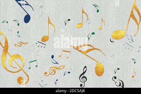 Multi-colored music notes isolated on white background Stock Photo - Alamy