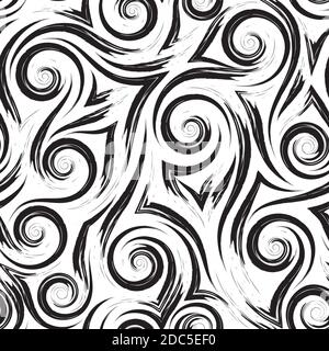 black smooth lines corners and spirals with torn edges isolated on white background vector ...