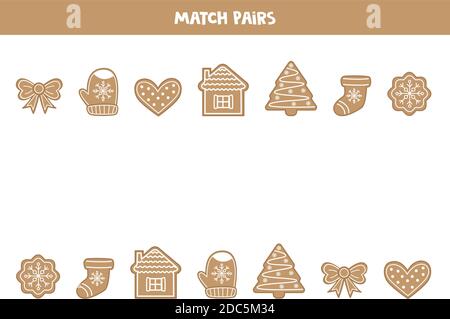Find two same cookies. Christmas matching activity for children. Funny ...