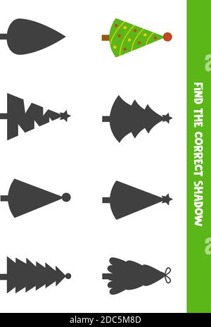 A puzzle game for kids, find the right shadow. Cartoon Christmas Gnome ...