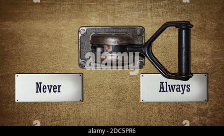 Street Sign the Direction Way to Always versus Never Stock Photo - Alamy