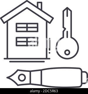 Lease agreement icons set. Outline set of lease agreement vector icons ...