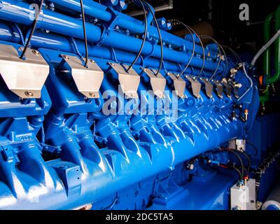 Engine of CHP unit. Diesel and gas industrial electric generator ...