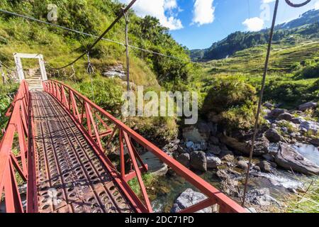 A metal hanging foot bridge in Sagada, Philippines Stock Photo - Alamy