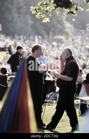 Outdoor classical concert crowd at Leeds Castle, Kent, England, UK ...
