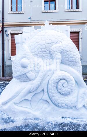 International competition of ice sculptures. Pontebba. Italy Stock ...