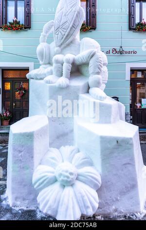 International competition of ice sculptures. Pontebba. Italy Stock ...