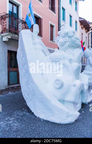 International competition of ice sculptures. Pontebba. Italy Stock ...
