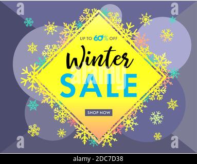 Winter sale banner with snowflakes in paper style Stock Vector Image ...