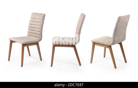 Single chair at different angles on a white background Stock Photo - Alamy