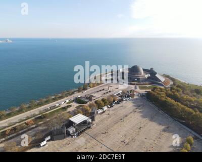 DJI 4K Drone Pictures of Chicago Skyline + Soldier Field Stock Photo ...