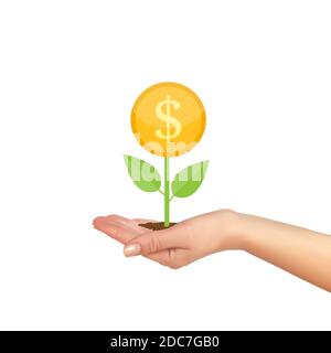 Money Tree, Financial Growth Flat Concept Illustration Stock Photo - Alamy