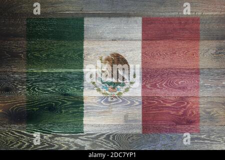 Mexico flag on rustic old wood surface background Stock Photo - Alamy