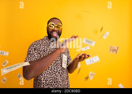 Wealthy and confident. Bearded man with dollar banknotes. Successful ...