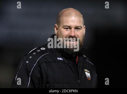 London Bees manager Lee Burch before the Continental Tyres League Cup ...