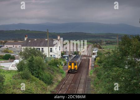 Drigg railway station with mechanical signal box and manually operated ...