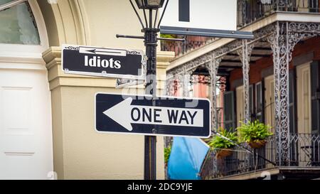 Street Sign the Direction Way to Idiots Stock Photo - Alamy