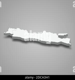 3d isometric map of Java is an island in Indonesia, isolated vector ...