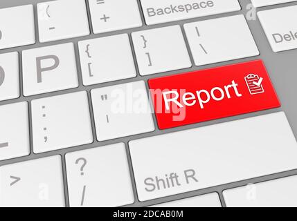 A special "report" button on a laptop keyboard Stock Photo - Alamy