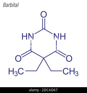 Barbital molecular structure. Barbitone skeletal chemical formula ...