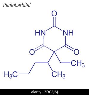 Pentobarbital molecular structure. Pentobarbital skeletal chemical ...