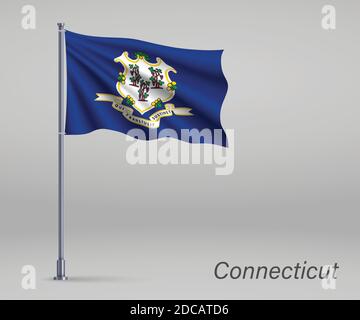 Realistic hanging flag of Connecticut. State of USA. Empty fabric ...