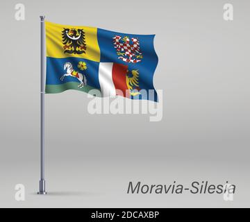 waving flag of Moravian-Silesian Region is a region of Czech Republic ...