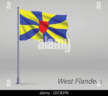 West Flanders Flag Waving Vector Illustration on White Background ...