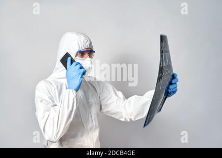 Chest xray of the patient with lungs tuberculosis showing ...