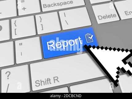 A special "report" button on a laptop keyboard Stock Photo - Alamy