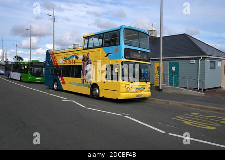 A Coaster open top bus in Weston-super-Mare, UK. The buses run on two ...