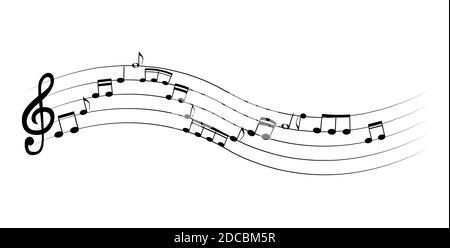 Set of musical notes on five-line clock notation without a feature ...