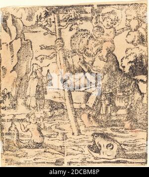 Saint Christopher. Woodcut Stock Photo - Alamy