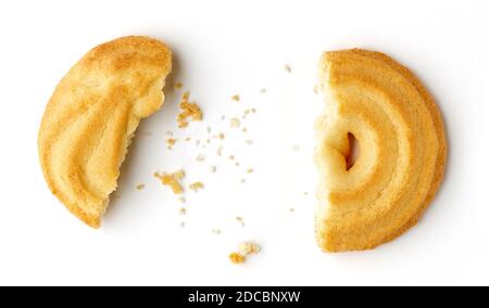 Broken butter cookie isolated on white background, top view Stock Photo ...