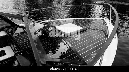 Front view of motor boat. Isolated over white background Stock Photo ...