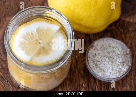 israeli salted lemon on wood Stock Photo - Alamy