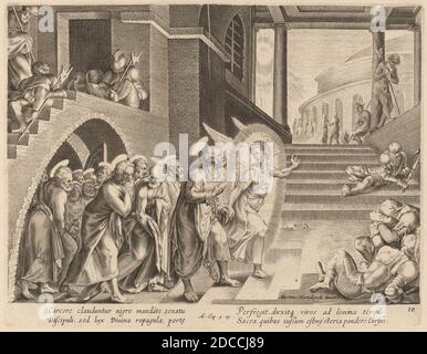 The Apostles Delivered from Prison by an Angel by Philip Galle Stock ...