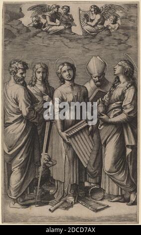 "Marcantonio Raimondi after Raphael, Saint Cecilia, engraving ...