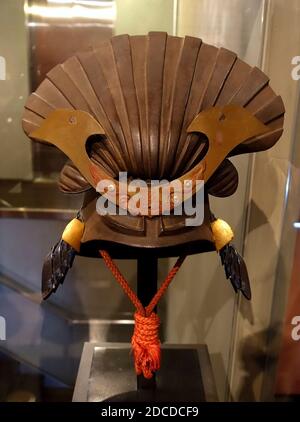 Kawari kabuto (elaborately shaped helmet) representing a cresting wave ...