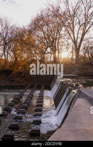 Side view of a dam as the sun is setting Stock Photo - Alamy