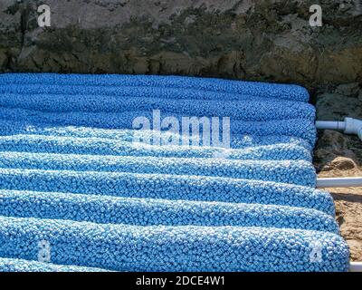 New construction of a packed bed leaching field in a rural residential ...