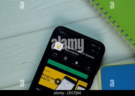 Microsoft Power BI mobile app icon is seen on a smartphone Stock Photo ...