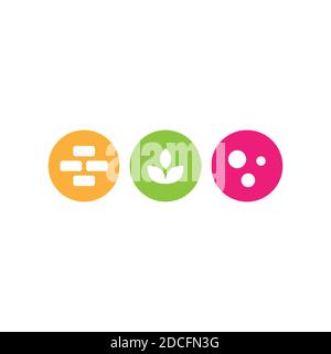 Protein, carbohydrates and fat simple icons in circles. molecule sign ...