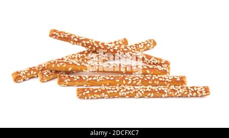 Pretzel sticks coated sesame isolated on white background Stock Photo ...