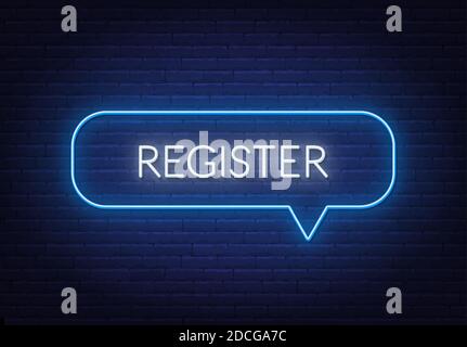 Register neon sign Stock Vector Image & Art - Alamy