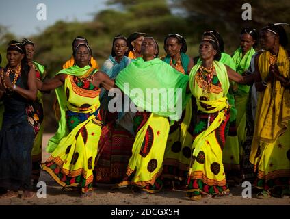 Gabra tribe women dancing, Marsabit County, Chalbi Desert, Kenya Stock ...